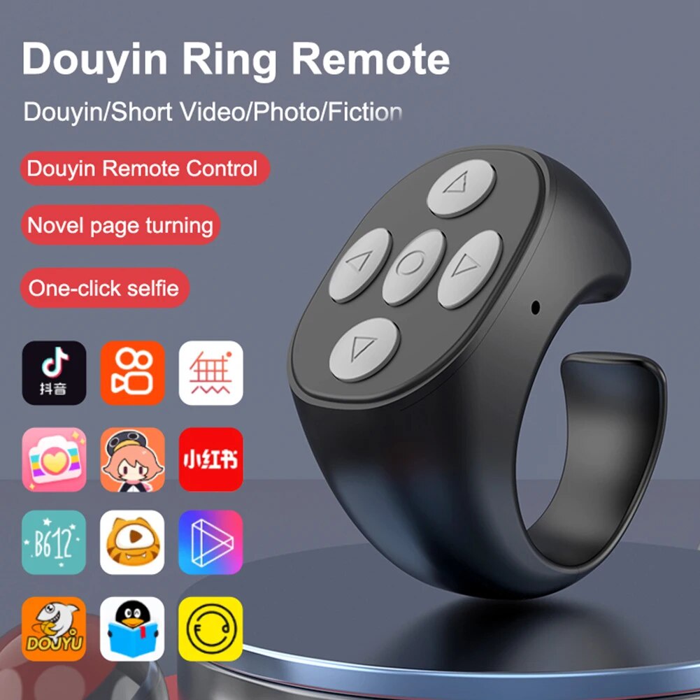 ~Wireless Bluetooth-compatible Ring Controller Smart Fingertip Selfie ...