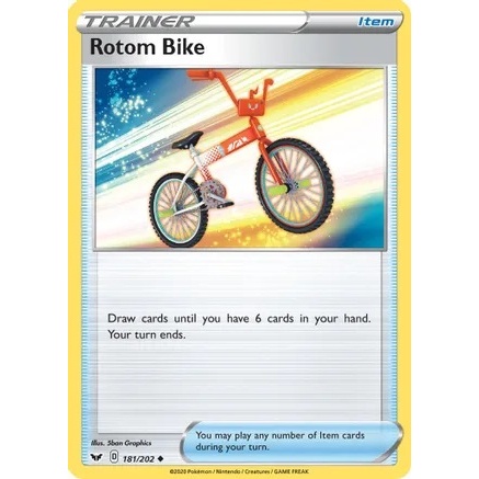 Pokemon TCG Rotom Bike 181/202 Sword & Shield Uncommon Trainer | Shopee ...