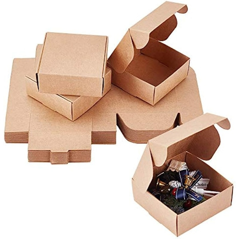 50pcs Kraft Gift Boxes Square Shipping Boxes Mini Cardboard Boxes ...