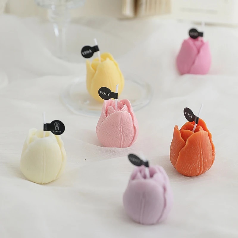 ☌Tulip Flower Candle Romantic Cute Soy Wax Aromatherapy Small Scent ...