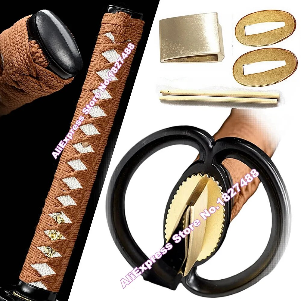 ⚕Black Alloy Japanese Sword Handle/Hand Guard For Katana/Wakizashi ...