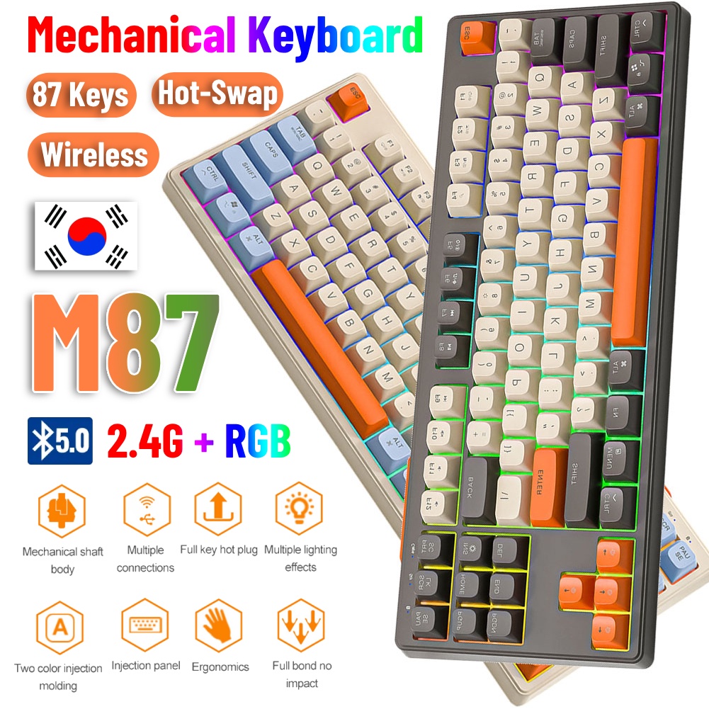 keyboard M87 Mechanical Keyboard Hot-Swappable Gaming Keyboard 2.4G+BT5 ...