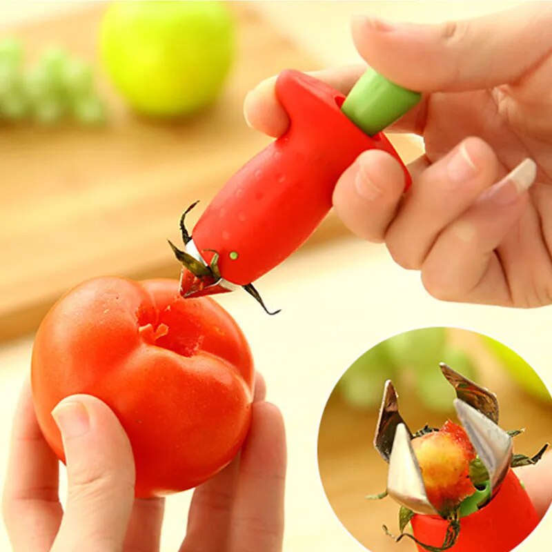 유Red ABS Tomato Corer Vegetable and Fruit Tools Fruit Stalks Strawberry ...