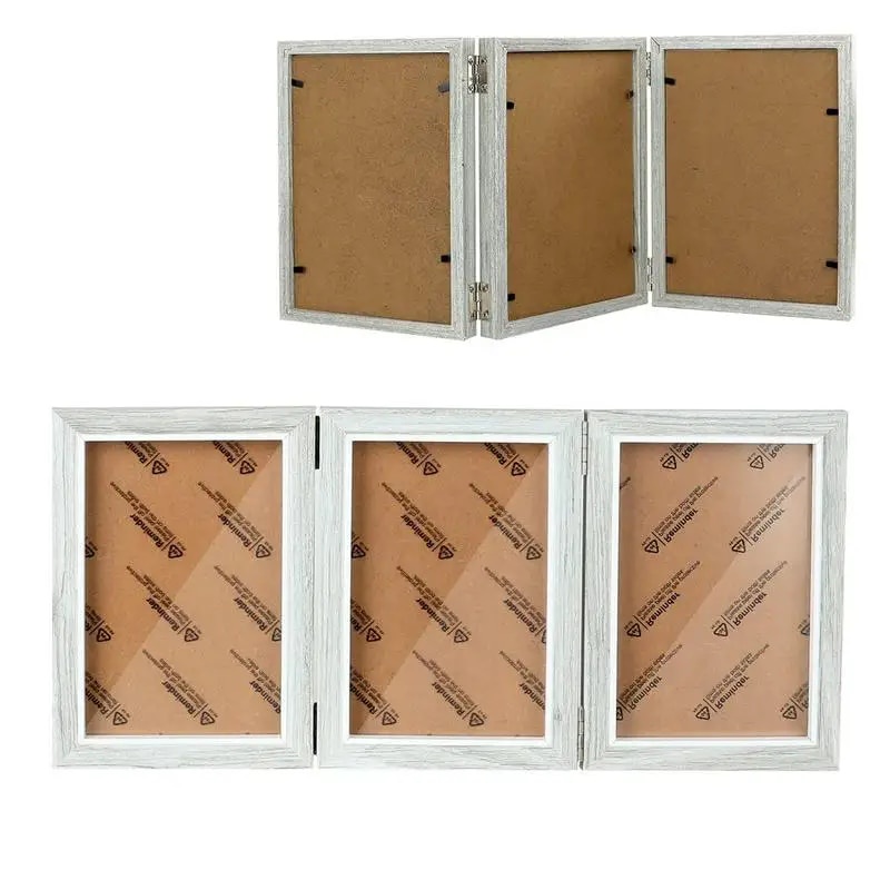 ☝Triple Hinged Photo Frames Desk Picture Frame 6 In 7 Inch Wood ...