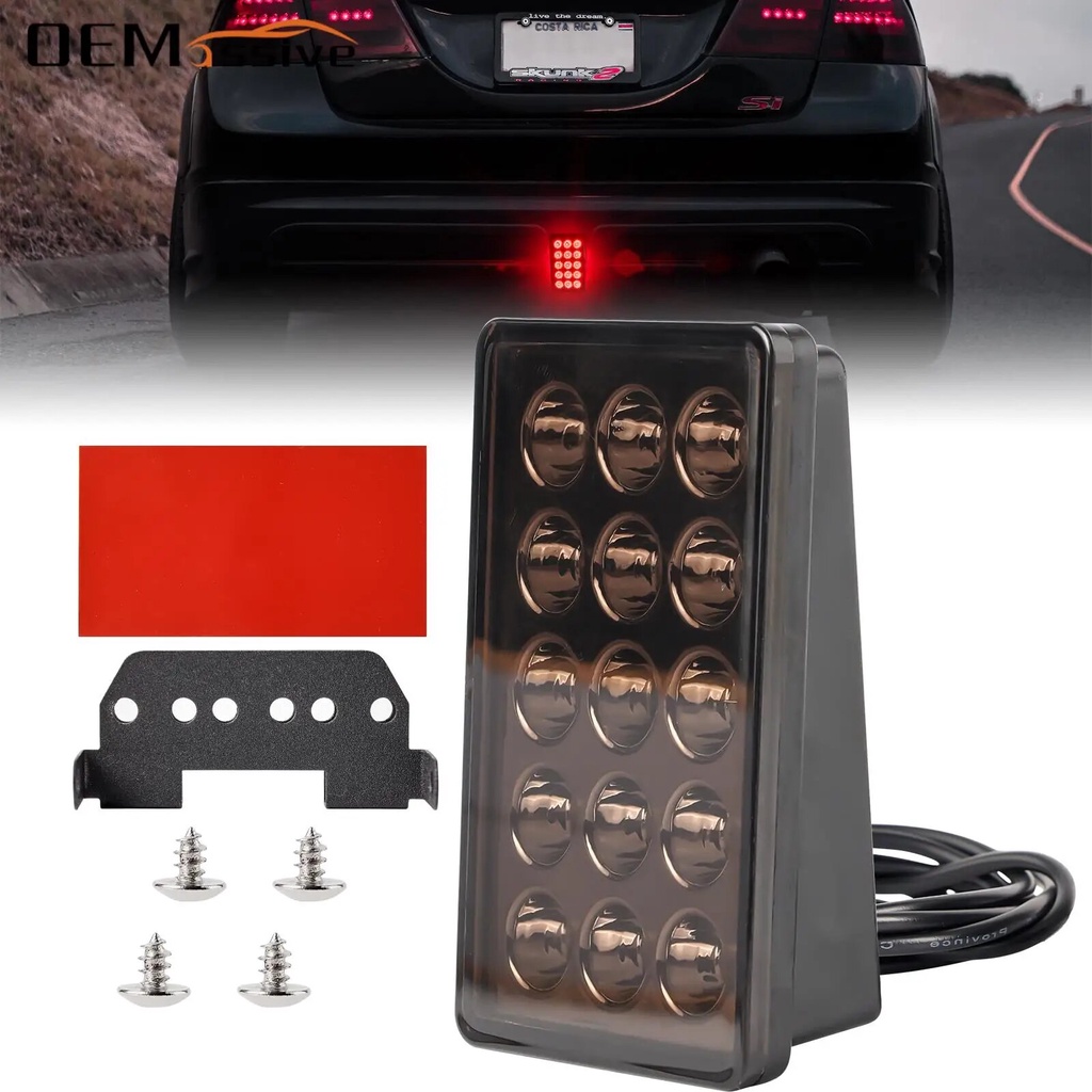 Smoked F1 Style Third Brake Light Strobe Tail Stop Light 15 RED LEDs Driving Light DRL Fog Light ...