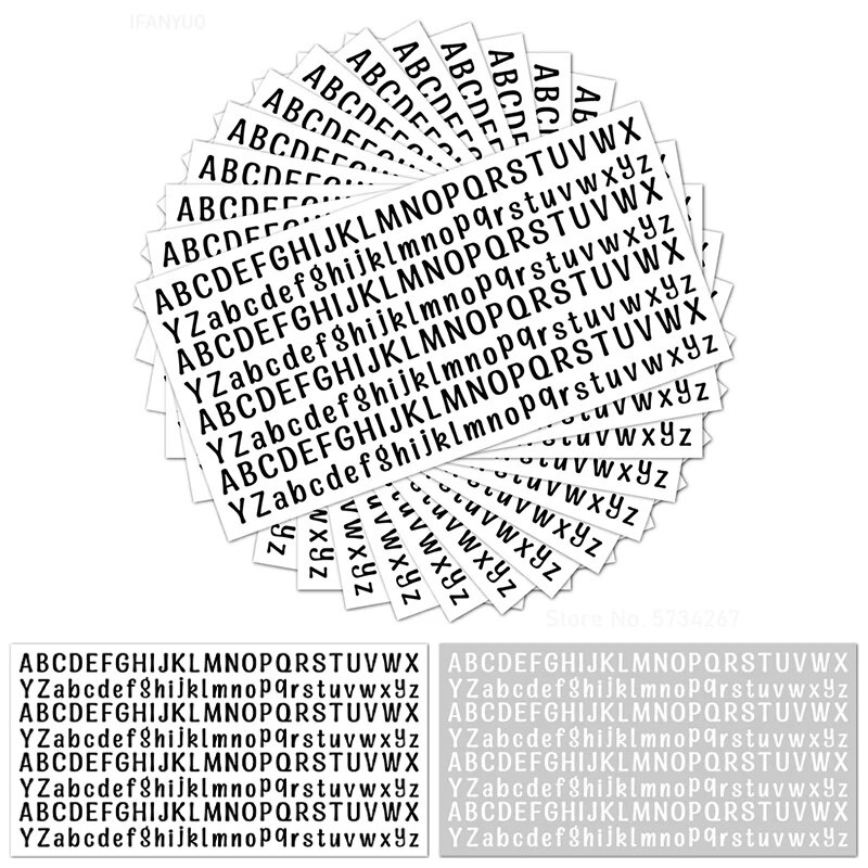 ☽Black White English Letters Alphabet Uppercase lowercase Stickers Self ...