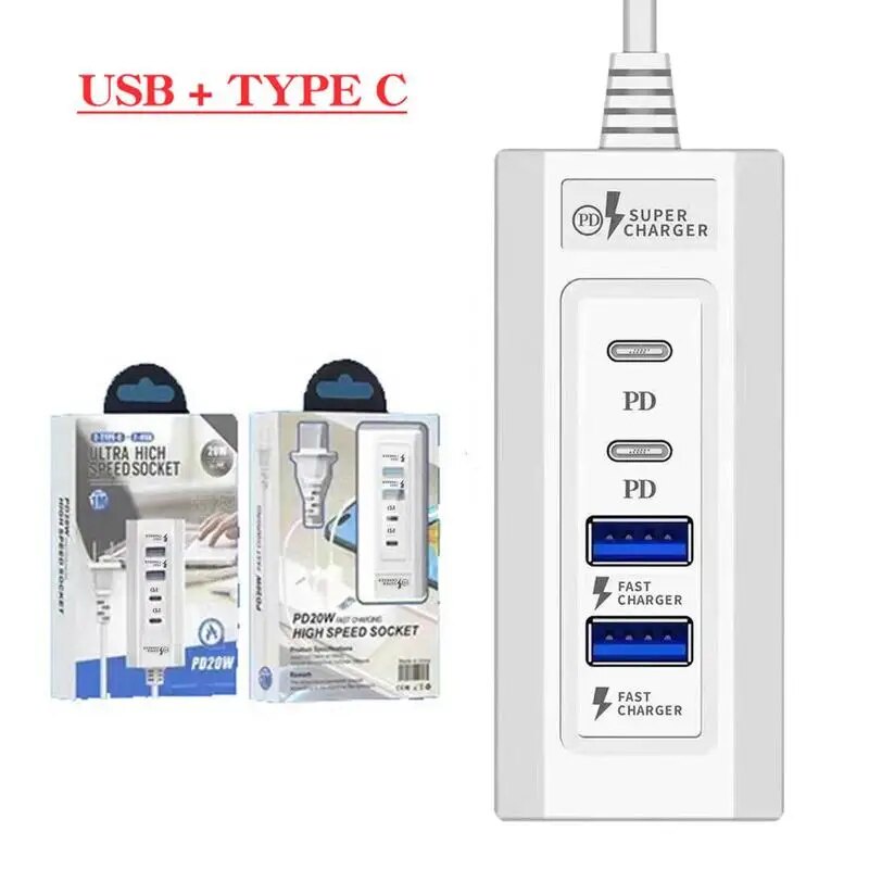 유PD 20W Fast Charging Station USB Charger Power Switch Dorm Essentials ...