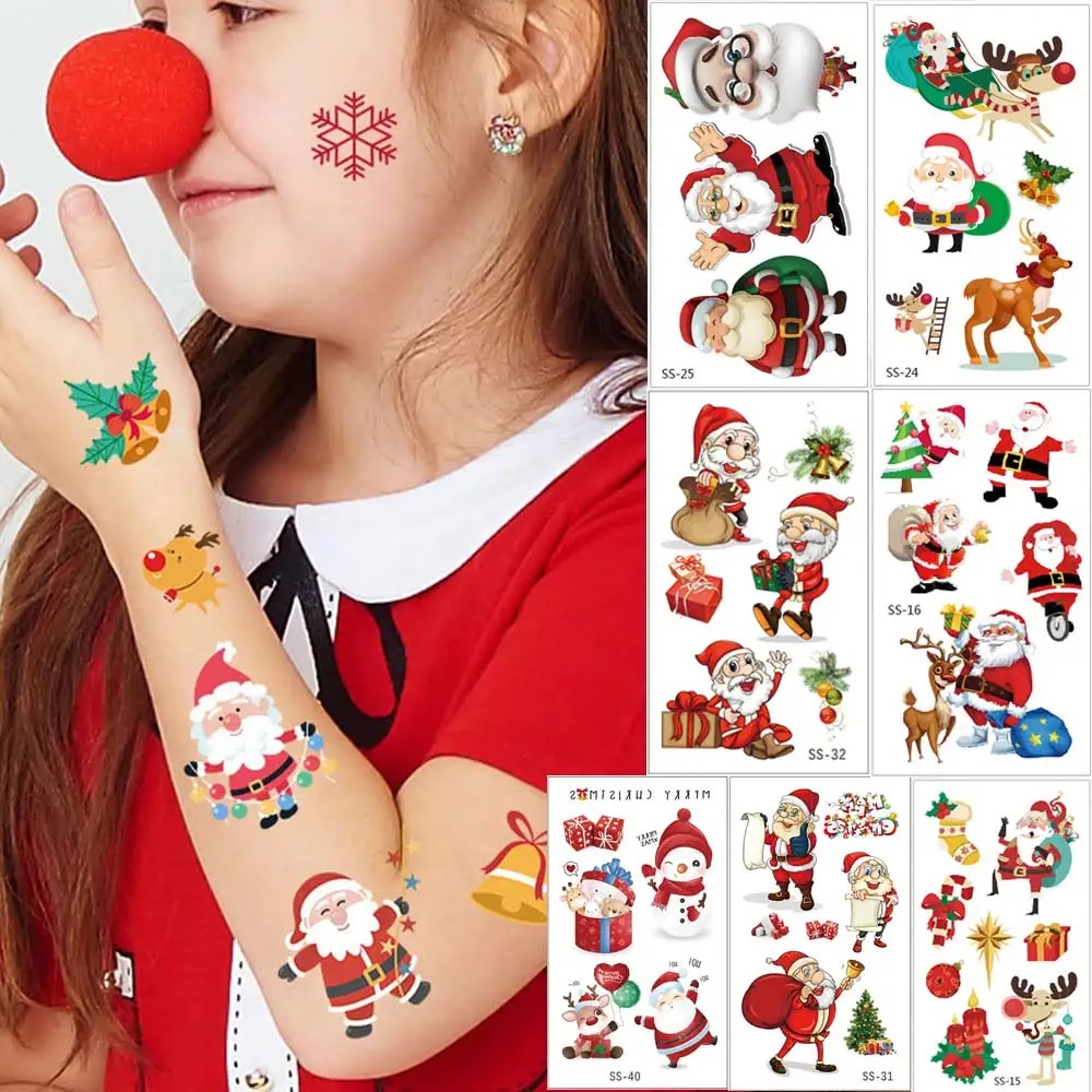 30pcs Christmas Tattoo Stickers for Kids Children's Temporary Tattoos ...