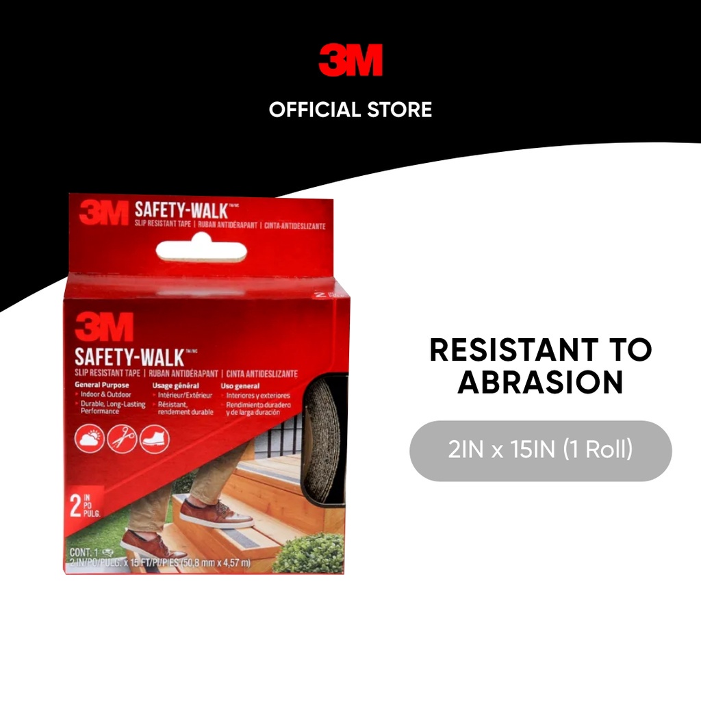 3M™ Safety-Walk Slip Resistant Tape, 1 roll/pack, 2in x 15ft, Friction for stairs & floors ...