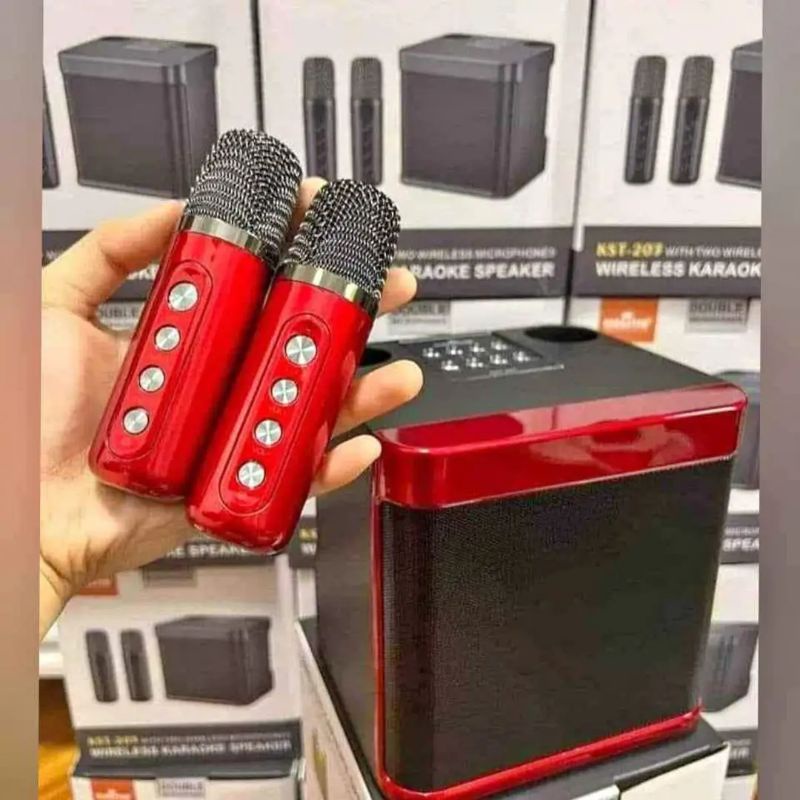 KINGSTER KST-203 Bluetooth New Wireless Speaker Karaoke Free Dual Mic | Shopee Philippines