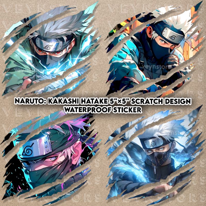 NARUTO: KAKASHI HATAKE SCRATCH DESIGN WATERPROOF STICKER | Shopee ...