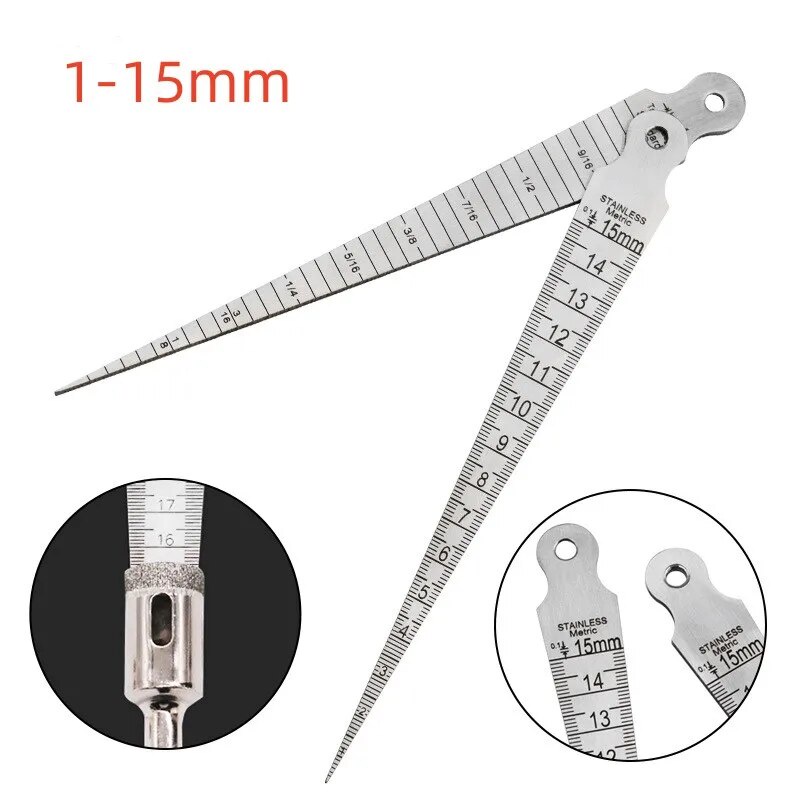 1-15mm Wedge feeler Gap Hole Taper Gauge Stainless Steel Ruler Welding ...