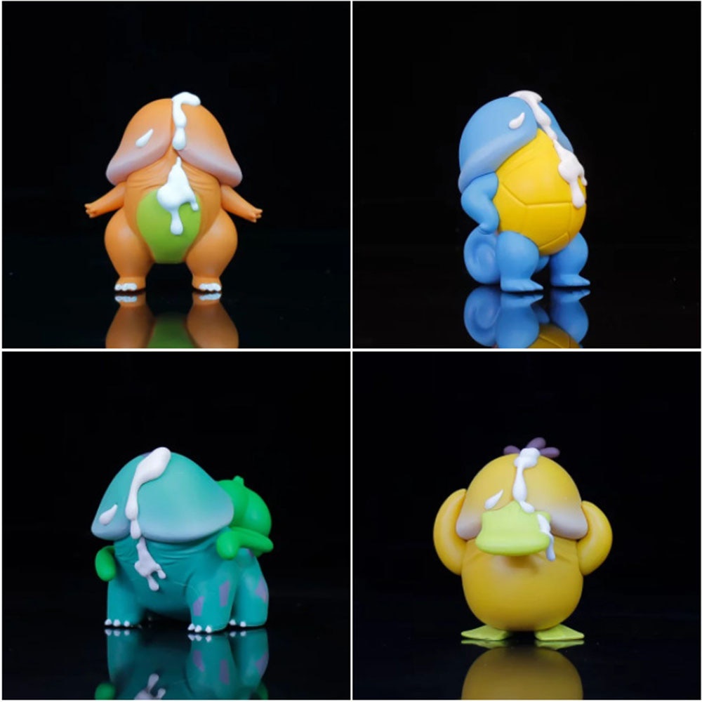 8CM Kawaii Pokemon Anime Character Psyduck Squirtle Bulbasaur PVC GK ...