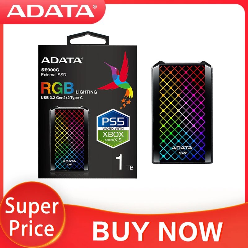 ADATA 2TB SE900G External SSD RGB LIGHTING 512GB 1TB Solid State Disk ...