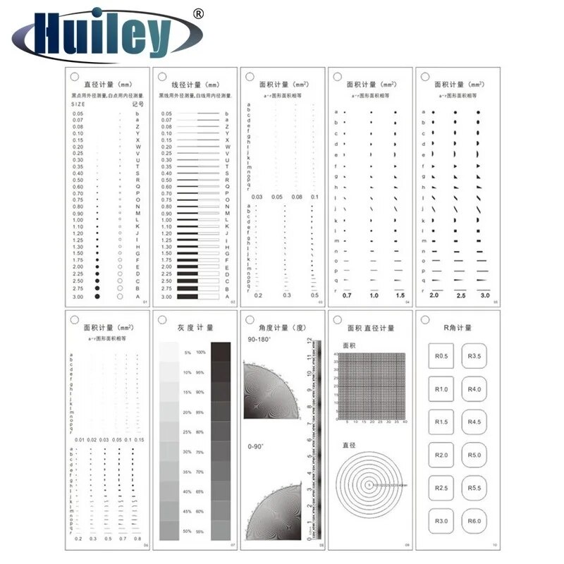 10 PCS Transparent Film Gauge Point Calibration Ruler for Measure Inner ...
