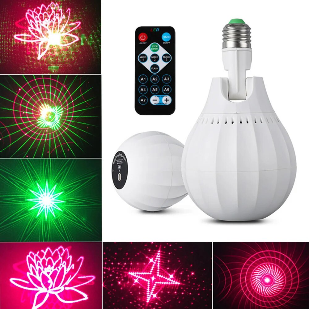 E27 DJ Disco Light Rotating Laser Projector Light Voice Remote Control ...