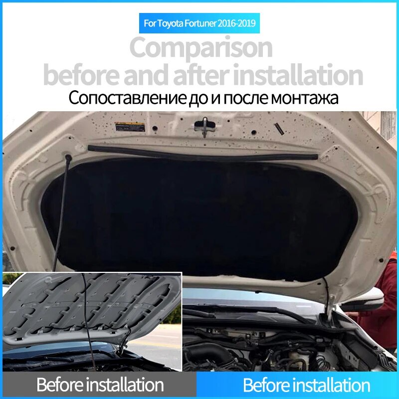 Car Hood Engine Sound Insulation Pad For Toyota Fortuner 2016-2019 ...