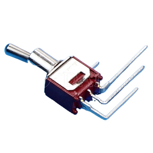 250VAC Toggle Switch With Right Angle Terminals Red Base Unthreaded ...