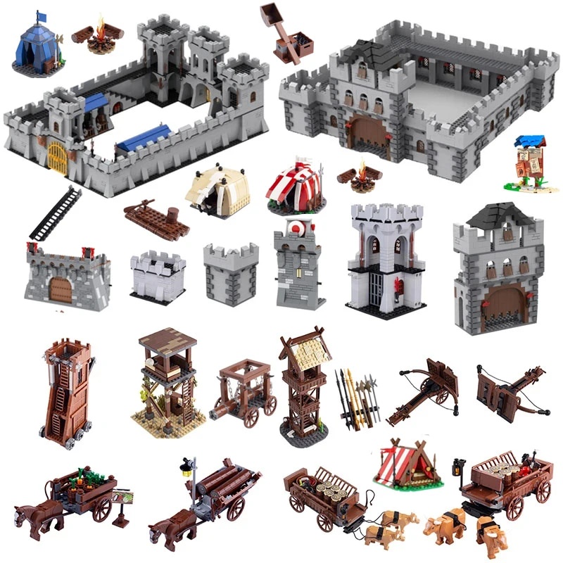 MOC Medieval Military Castle Siege Building Blocks Walls Gate Guard ...