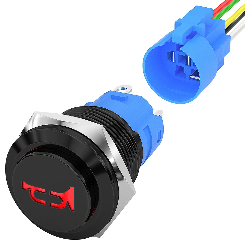 DaierTek 12V Horn Switch Horn Button Switch 12V 16MM Momentary Push ...