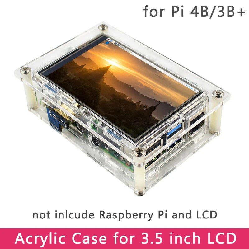 Raspberry Pi 4 Acrylic Case for 3.5 inch Touch Screen LCD Display ...