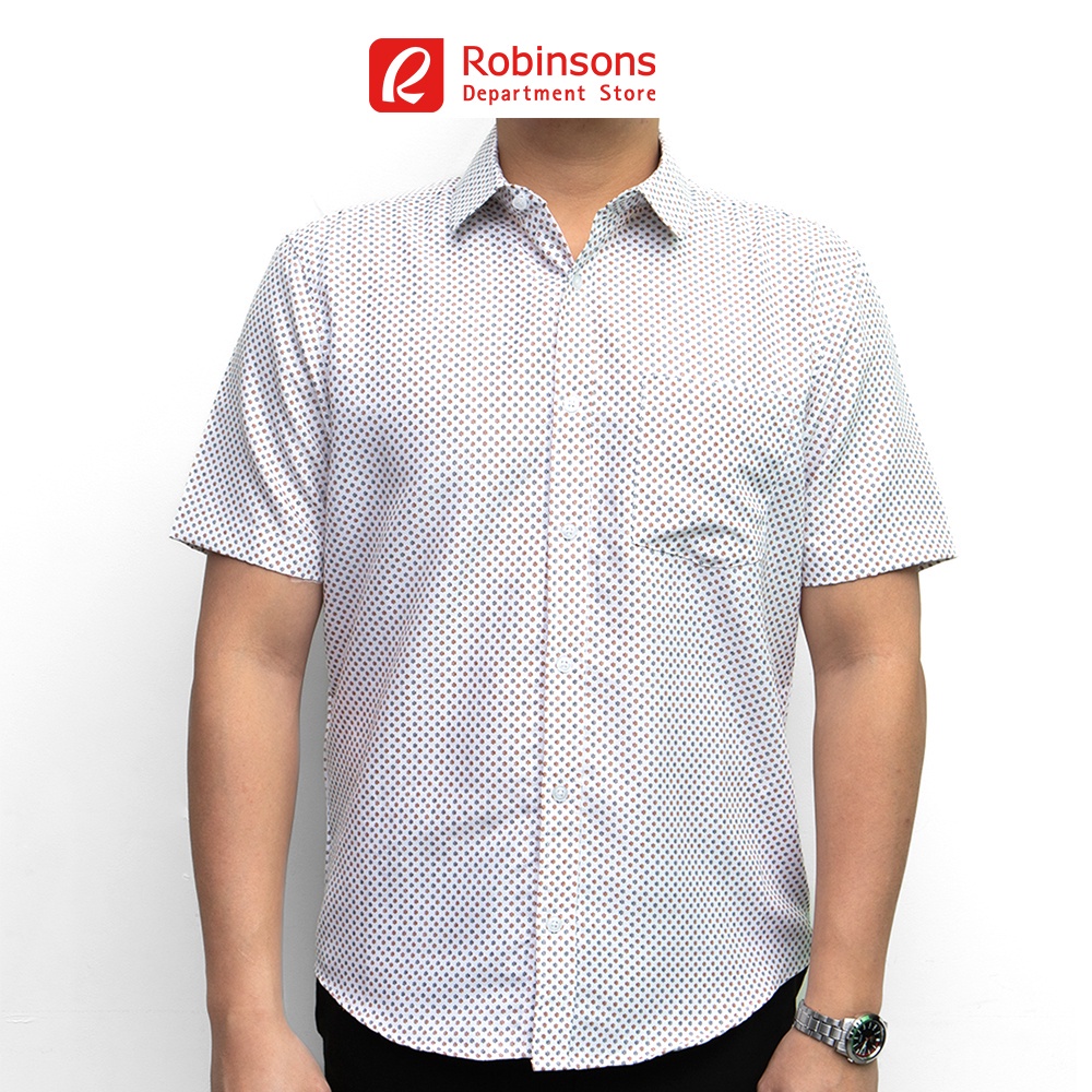Executive Men's Patterned Woven Polo (White) | Shopee Philippines