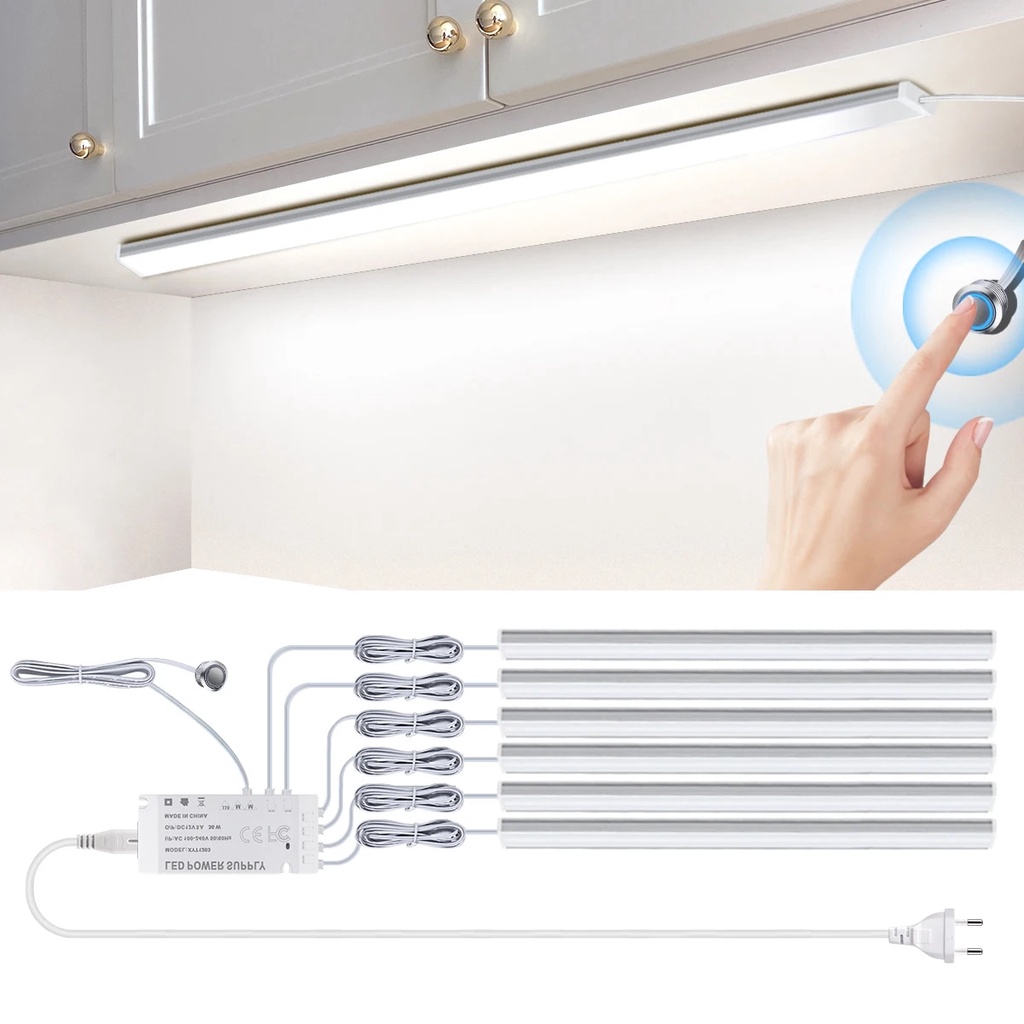 220V LED Aluminium Bar Light Touch Sensor Stepless Dimmable Wall Lamp ...