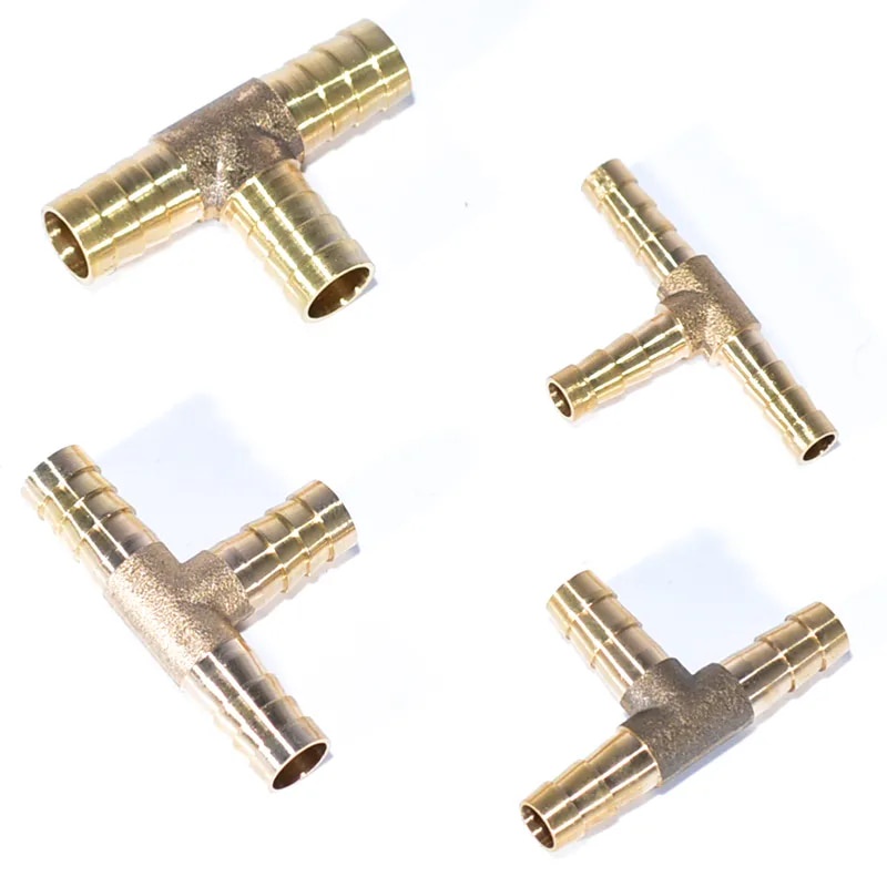 6mm 8mm 10mm 12mm Solid Brass T Piece 3 Way Fuel Hose Joiner Connector ...