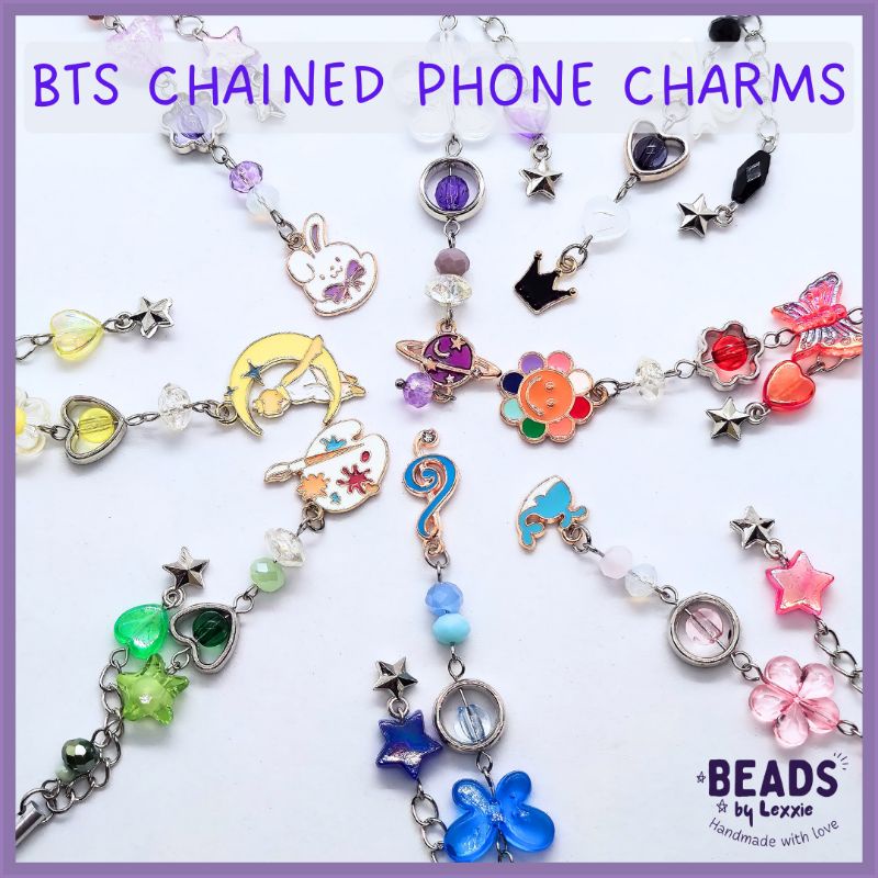 BTS CHAINED PHONE CHARMS | HANDMADE BTS INSPIRED PHONE CHARMS WITH ...