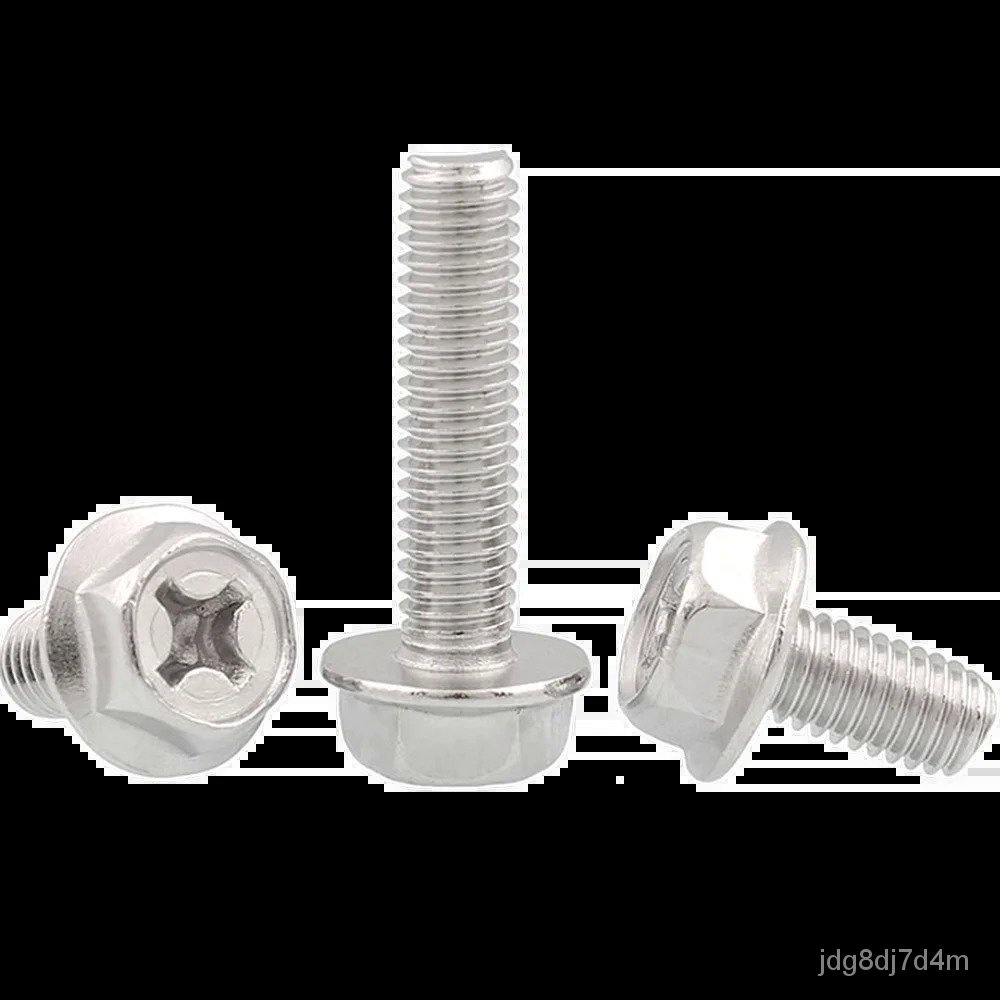 Newly launched 10pcs M5 M6 Phillips Flanged Bolt Cross Hex Bolts Head ...