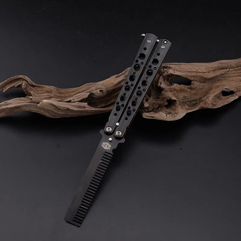 Butterfly Knife Comb Stainless Steel Foldable Practice Training Pocket ...