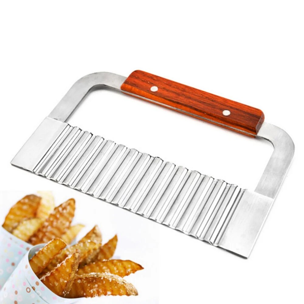 Crinkle Cutter Heavy Duty French Fry Knife Stainless Steel Wavy Chopper ...