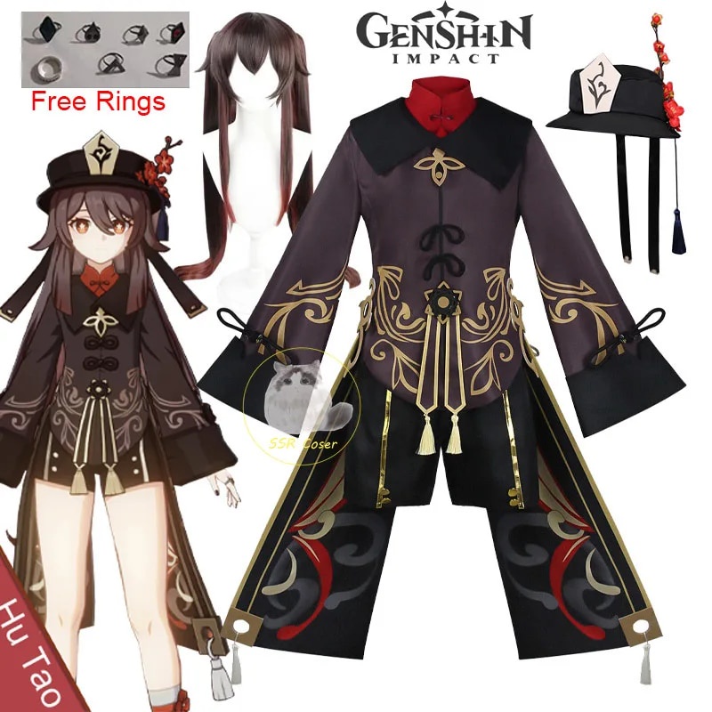 Genshin Impact Hu Tao Cosplay Costume HuTao Chinese Style Clothing ...