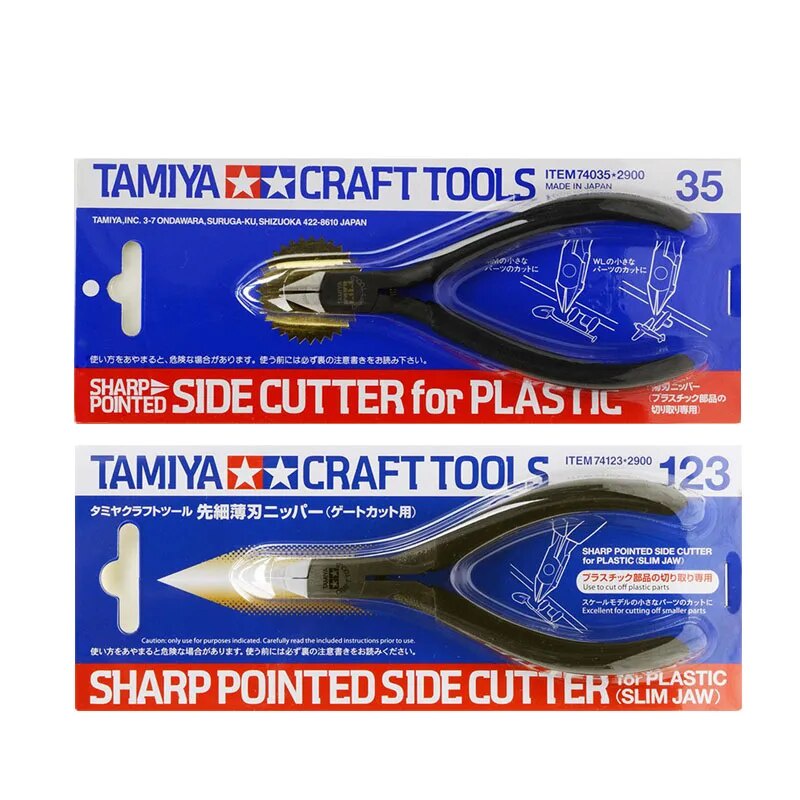 TAMIYA 74035/74123 Sharp Pointed Side Cutter for Plastics Nippers Slim ...