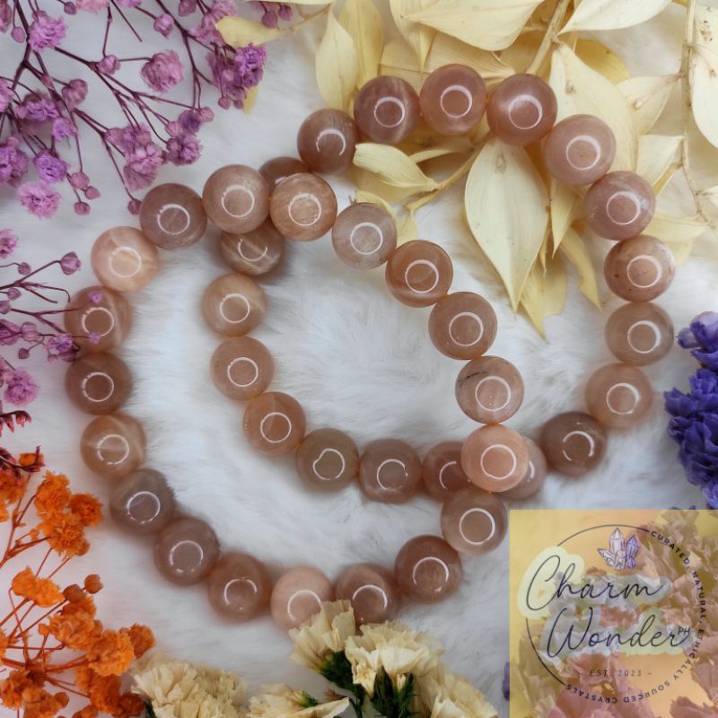 HQ Peach Moonstone Natural Authentic Gemstone Bracelet, 2024 Pantone ...