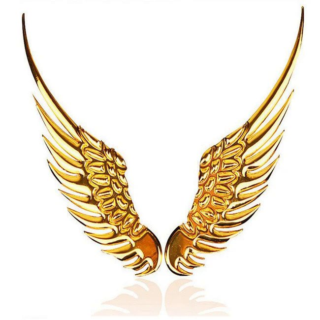 Car personality sticker 3D stereo metal angel wing car sticker metal ...