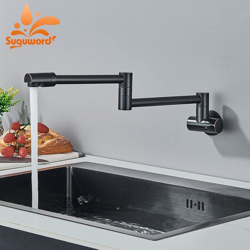 Pot Filler Kitchen Sink Faucet Double Joint Spout Folding Stretchable ...