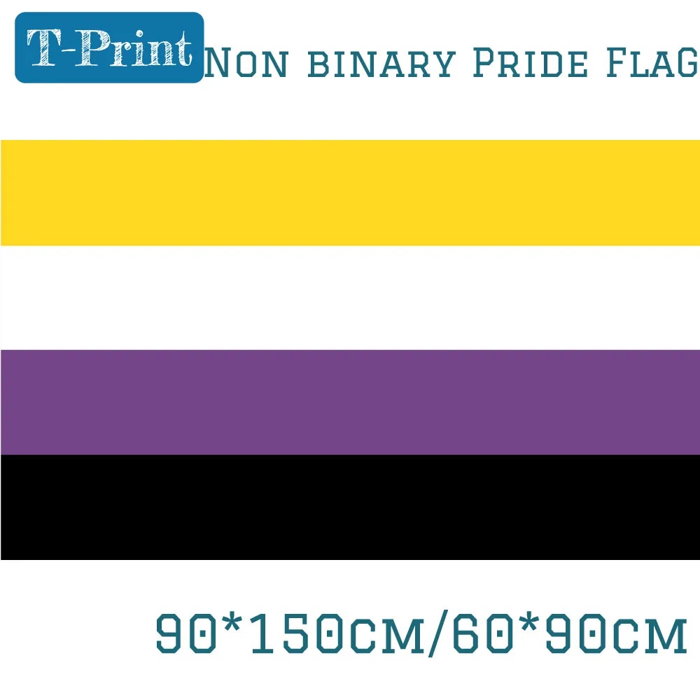 Non Binary Pride Flag 150X90cm 60*90cm LGBT 3X5FT Banner 100D Polyester ...