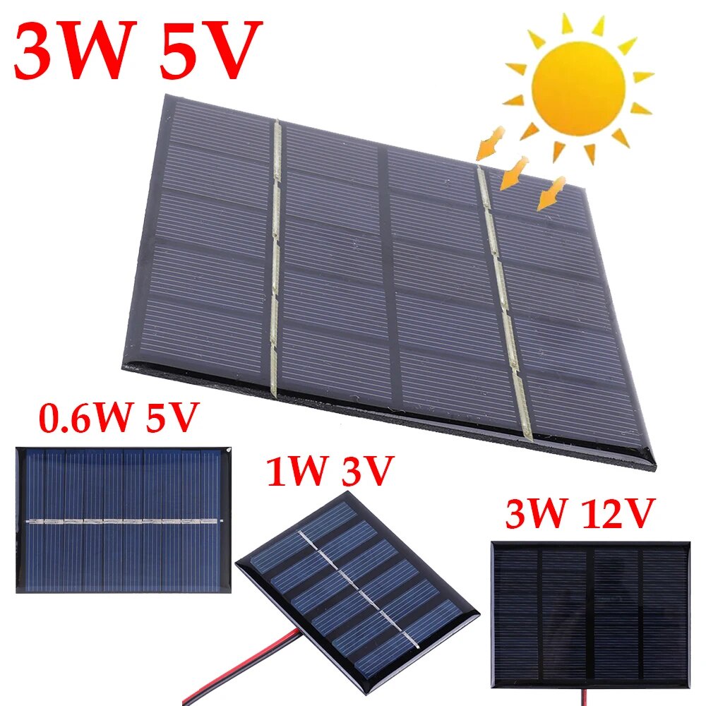 ☛Solar Panel 3W 5V Micro Solar Board Portable Fast Charger Polysilicon ...