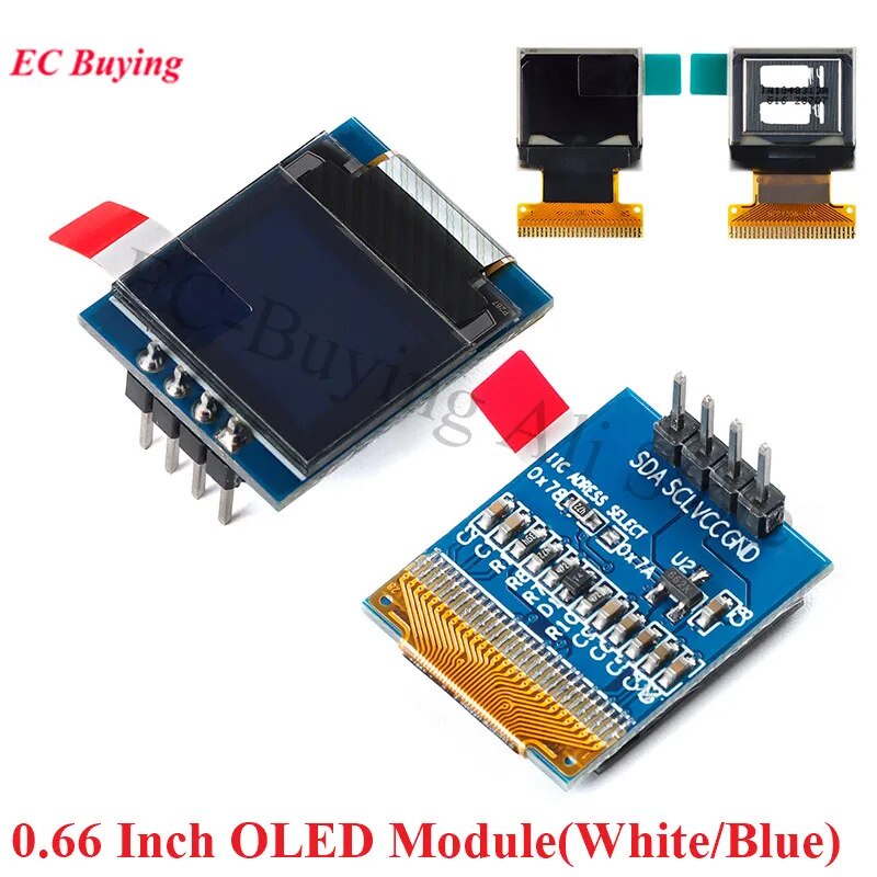0.66 inch OLED LCD Dispaly Module 64X48 0.66" LED Screen White Blue IIC I2C SPI Interface ...