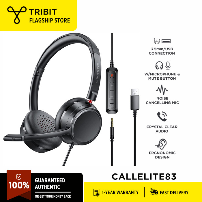 Tribit USB Headset with Microphone for PC, CallElite83 Stereo Wired ...
