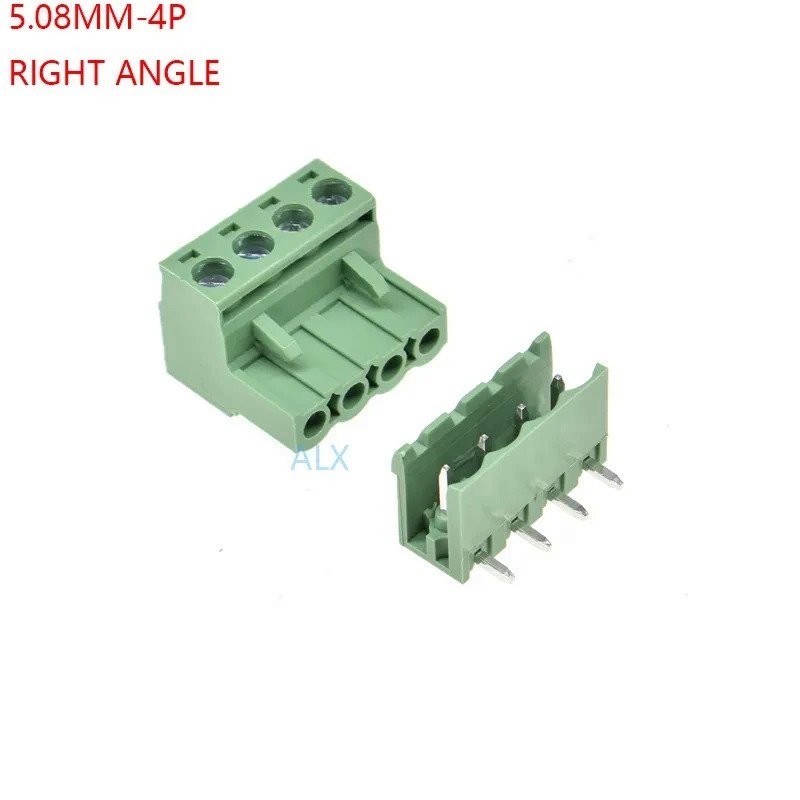 2EDG 4pin 5.08MM pitch RIGHT ANGLE pluggable screw terminal block 5.08 ...