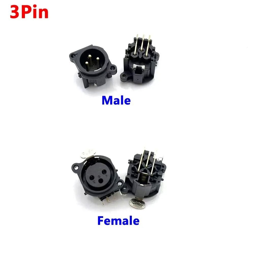 XLR 3 Pin Male Female Socket bent needle Connector Square Shape PCB ...