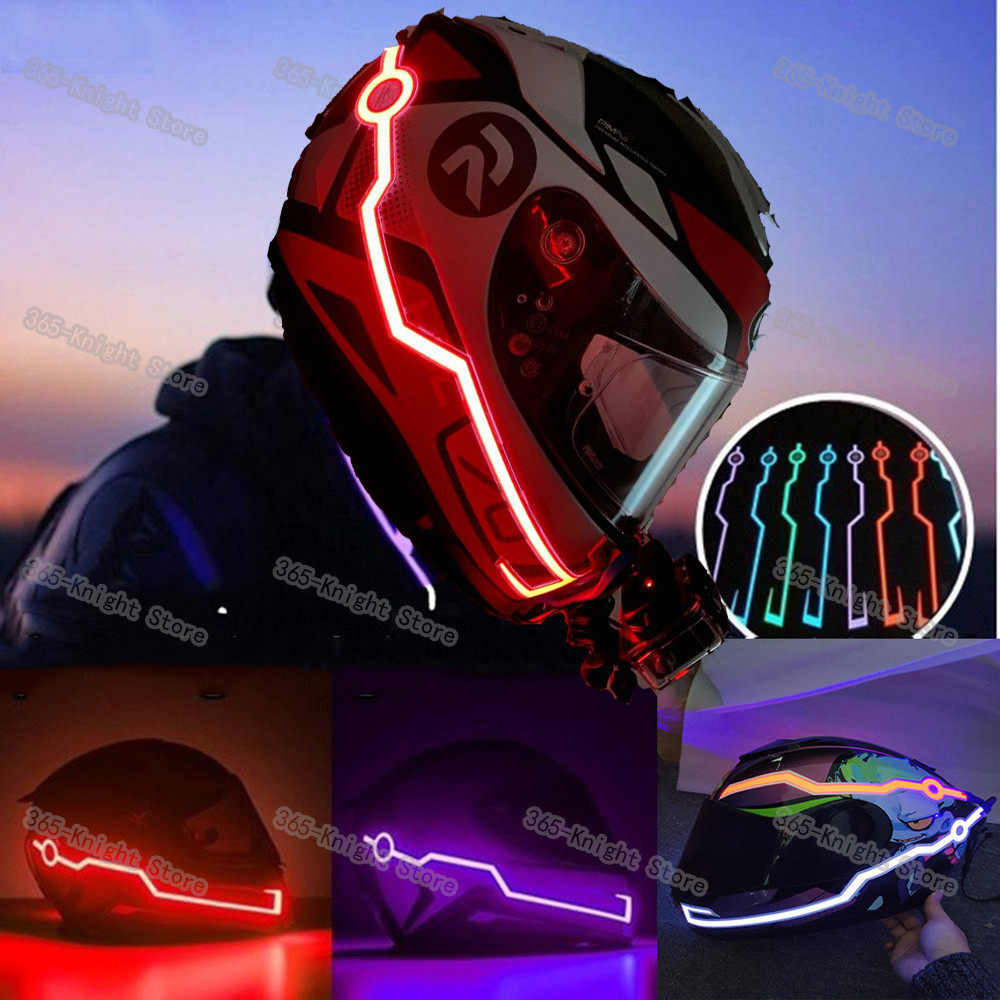 Motorcycle Helmet LED Light Strip EL Sticker Waterproof 2 Flashing ...