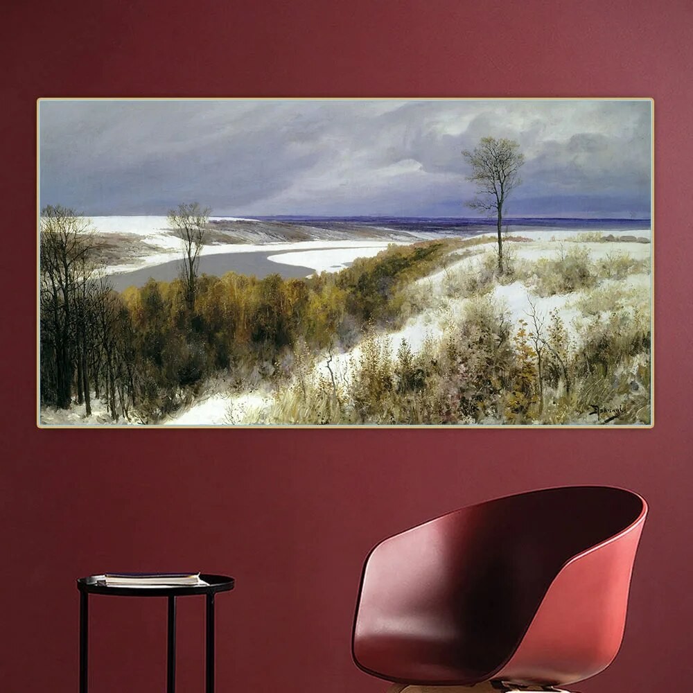 ☌Vasily Polenov \"Early snow\" Classical Canvas Oil Painting Aesthetics ...
