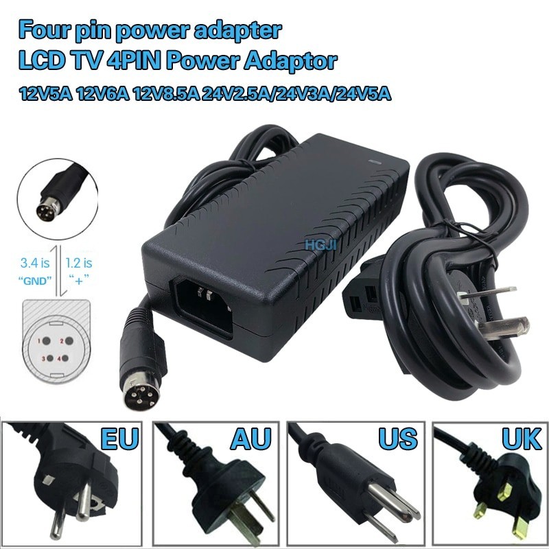 ☠TV LCD Power Adaptor DC12v 5a 12v 6a 12v 8a 24v 2a 24v 3a 24v 5a 4pin ...