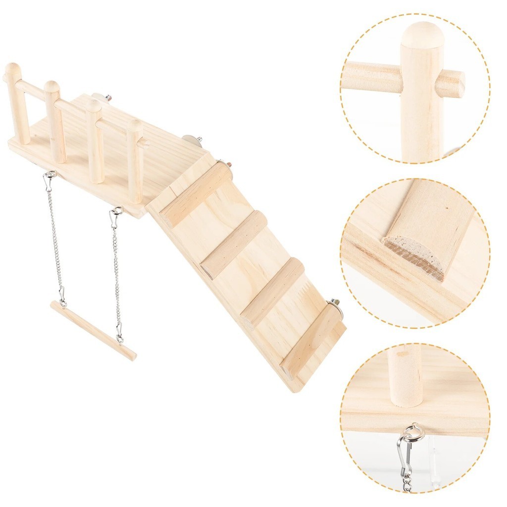 【Parrot Springboard Stairs Toys Bird Perch with Ladder Parakeet Swing ...