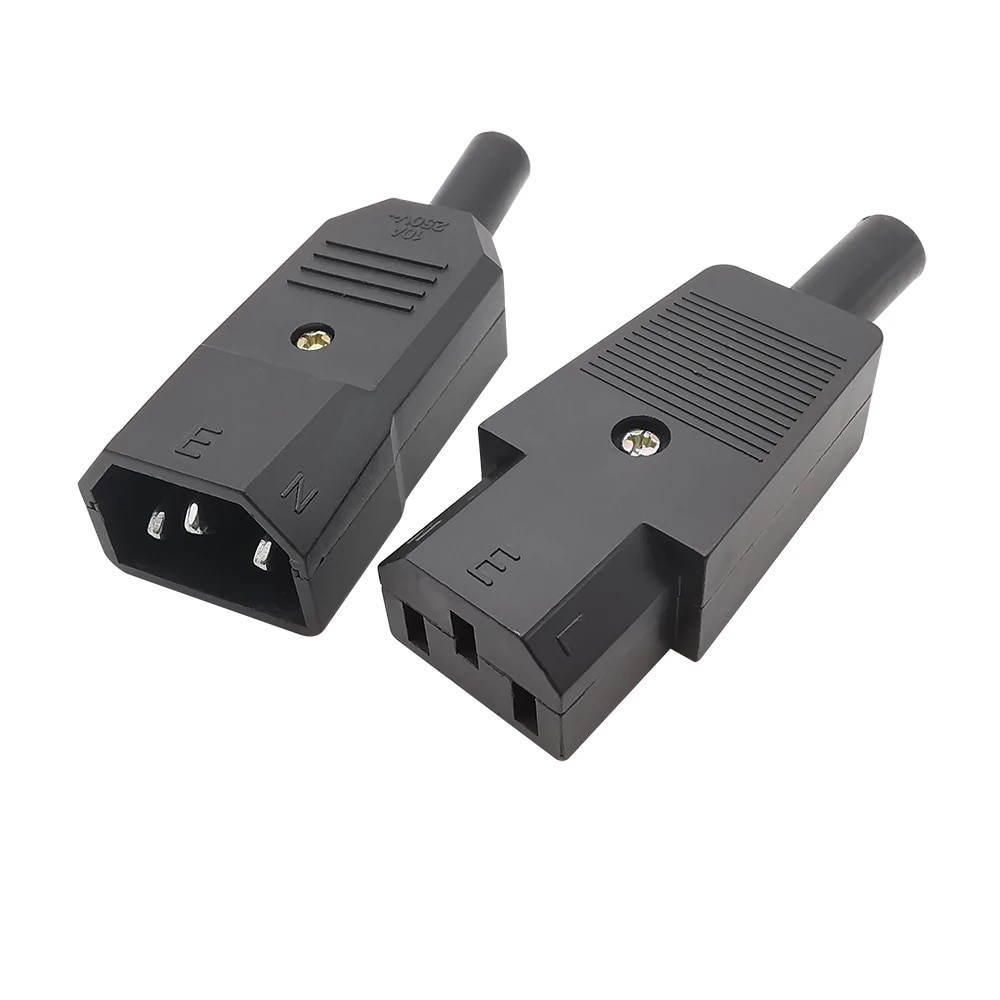 ☆Black IEC320 C14 Male Plug to C13 Female Socket Rewirable Power ...