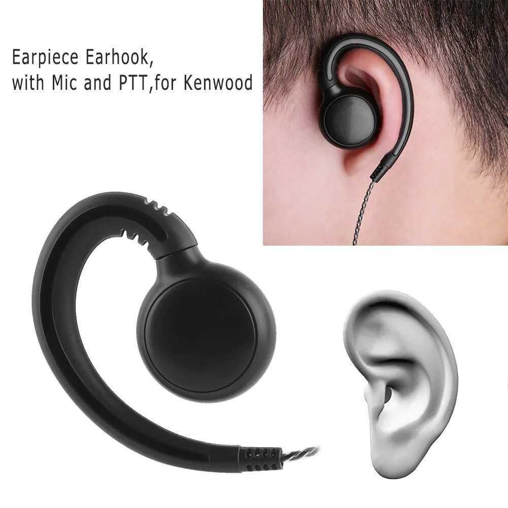1.2m Ear Hook Earpiece with Mic PTT 2 Pin Ear Hook Earphone Earpiece ...