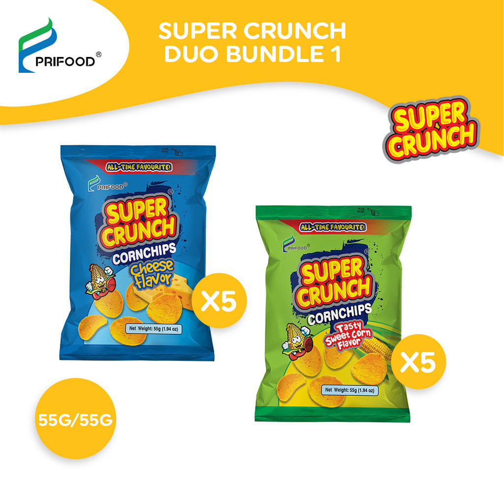 Super Crunch Duo Bundle 1 - 5 Cheese 55g & 5 Sweetcorn 55g | Shopee ...